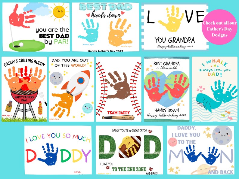Fathers Day Handprint Art Fathers Day Gift From Kids Footprint Father's ...