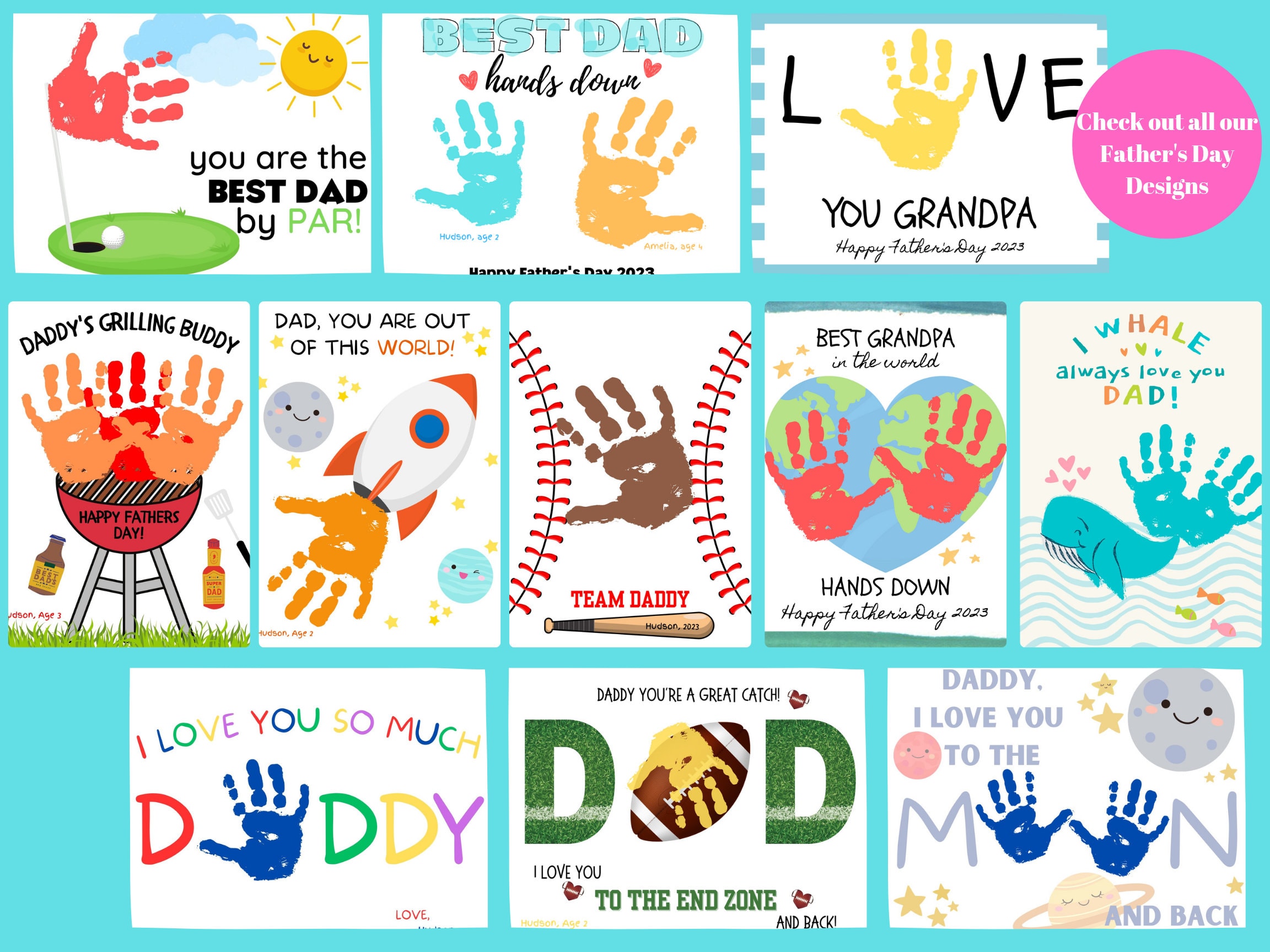 Fathers Day Handprint Art Fathers Day Gift From Kids Footprint Father's ...