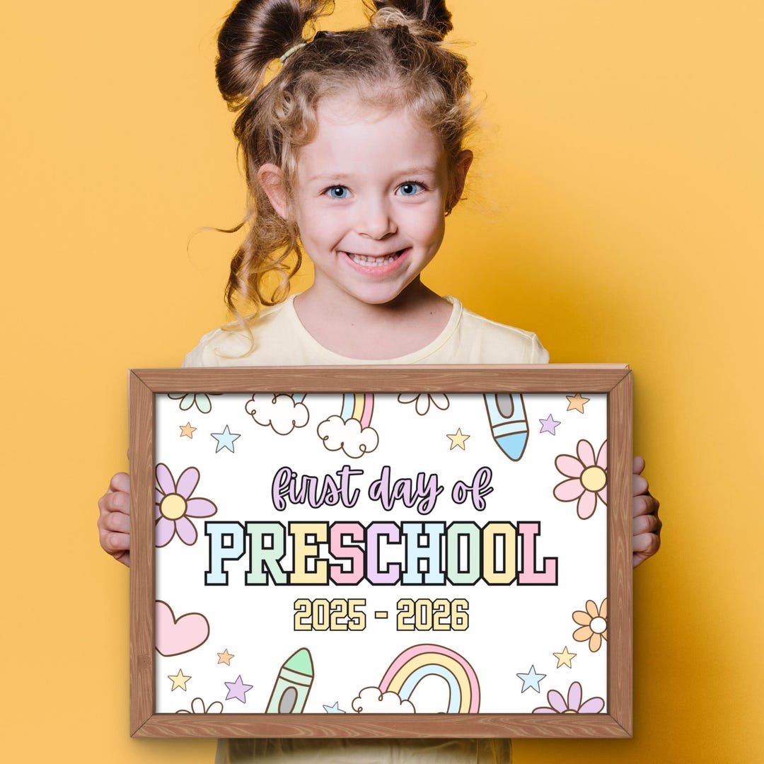 First Day of Preschool Signs, Personalized Printable Template, Cute ...