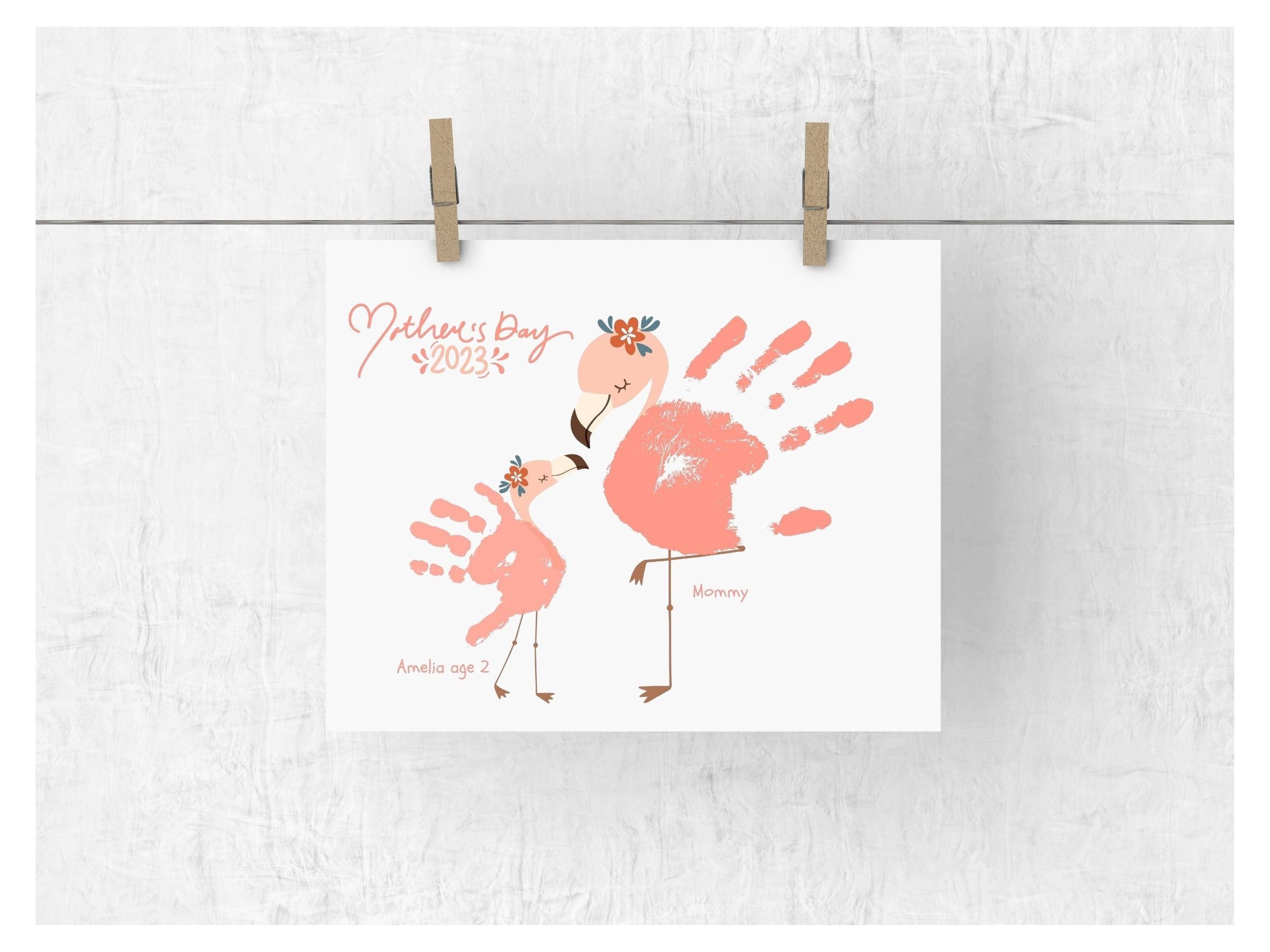 Flamingo Handprint Art for Mothers Day, 5 Minute Craft for Mothers Day ...