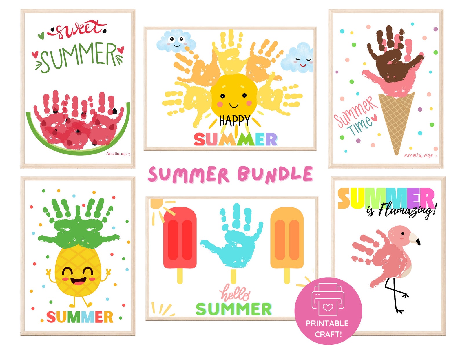 Summer Handprint Craft Bundle Summer Craft for Kids Homeschool Crafts ...