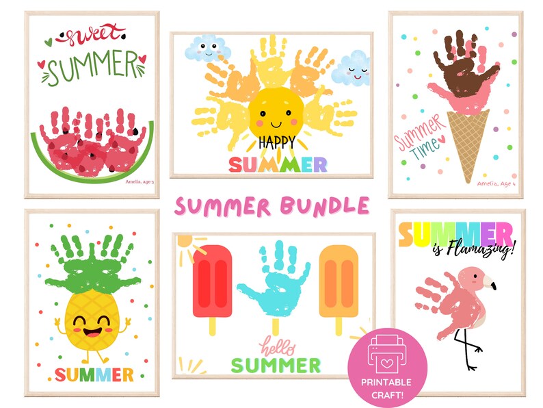 Summer Handprint Craft Bundle Summer Craft for Kids Homeschool Crafts ...