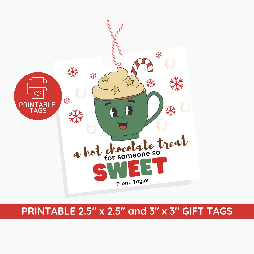 Hot Chocolate Gift Tag: Printable Christmas Cocoa Favor (digital ...