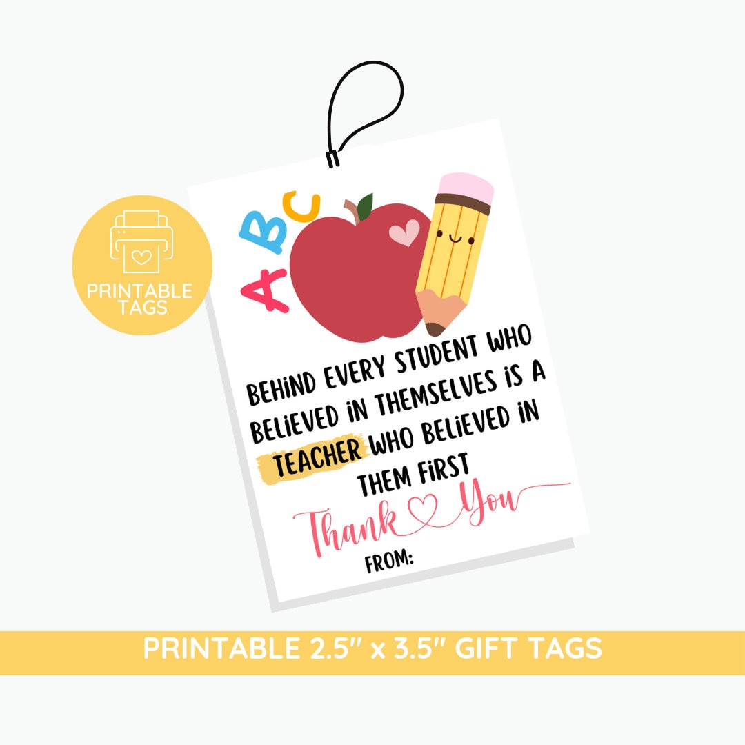 Teacher Appreciation Gift Tags: Printable Thank You Tags (PDF) - Etsy