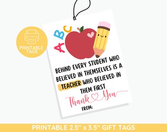Teacher Appreciation Gift Tags: Printable Thank You Tags (PDF) - Etsy