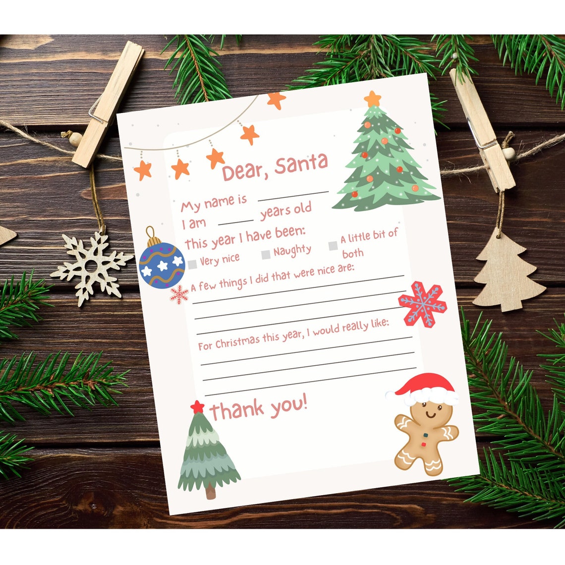Letter to Santa, Printable Letter to Santa, Christmas Wish List ...