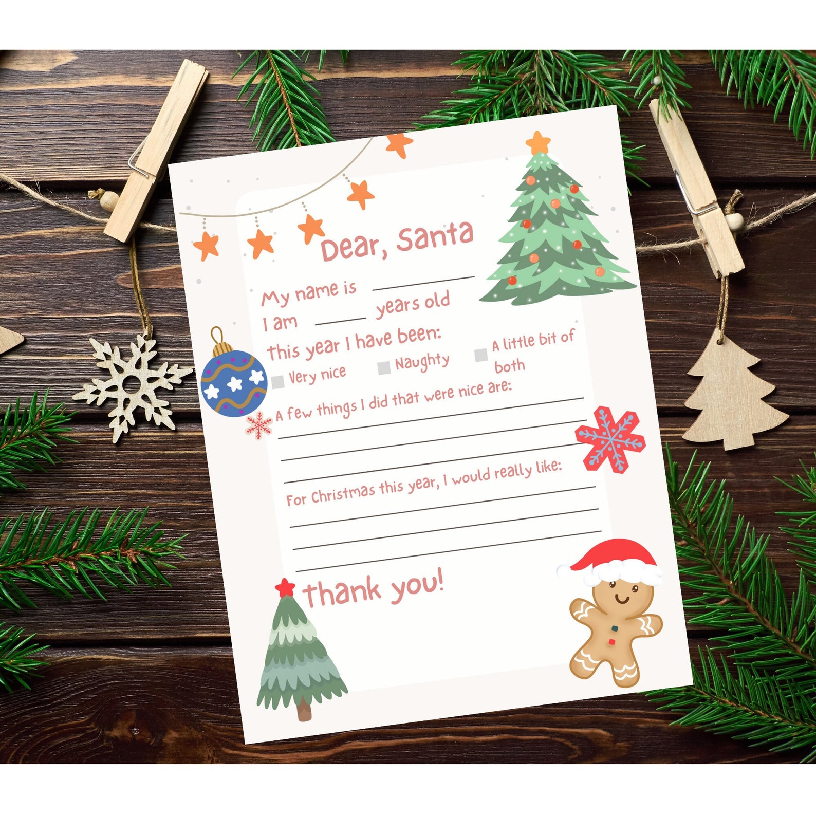 Letter to Santa, Printable Letter to Santa, Christmas Wish List ...