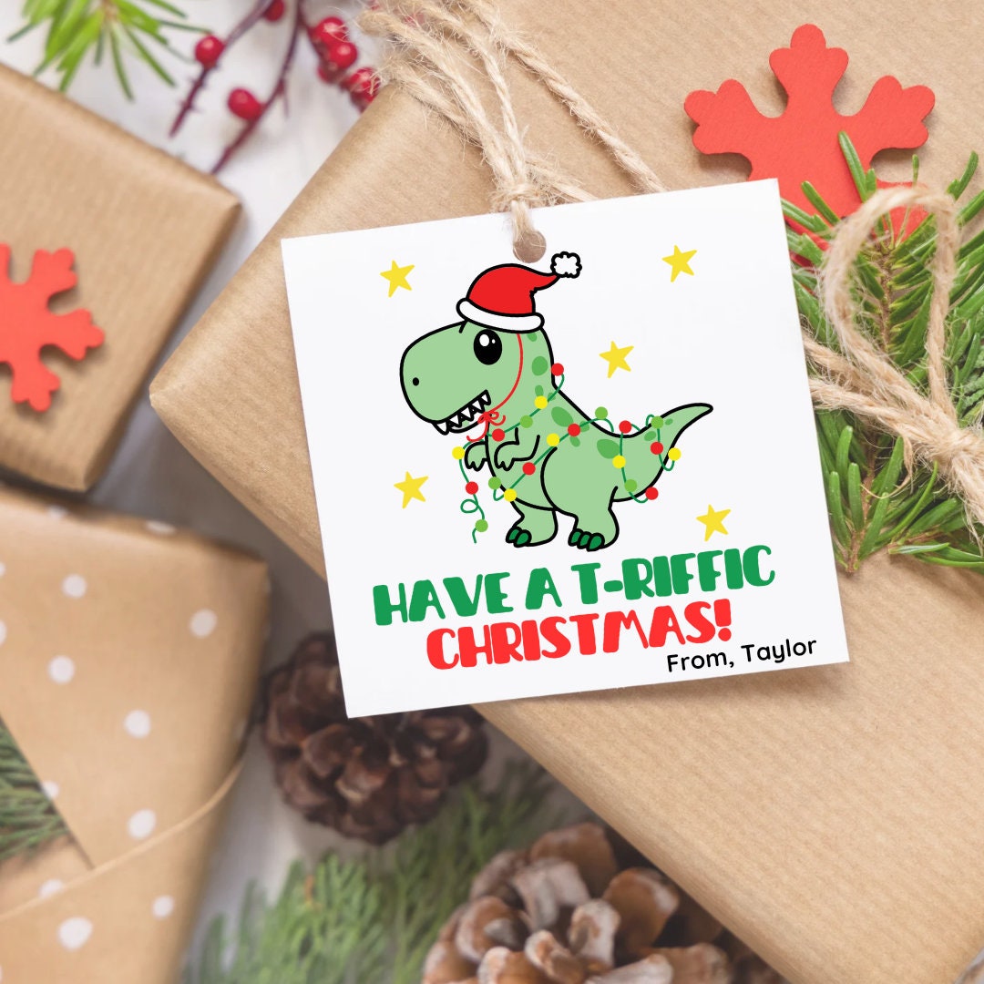 Dinosaur Christmas Gift Tags, Printable Teacher Gift (digital Download ...