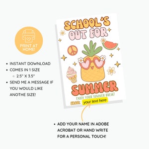 Printable Summer End of School Year Tags, Gift Tags From Teacher, Last ...