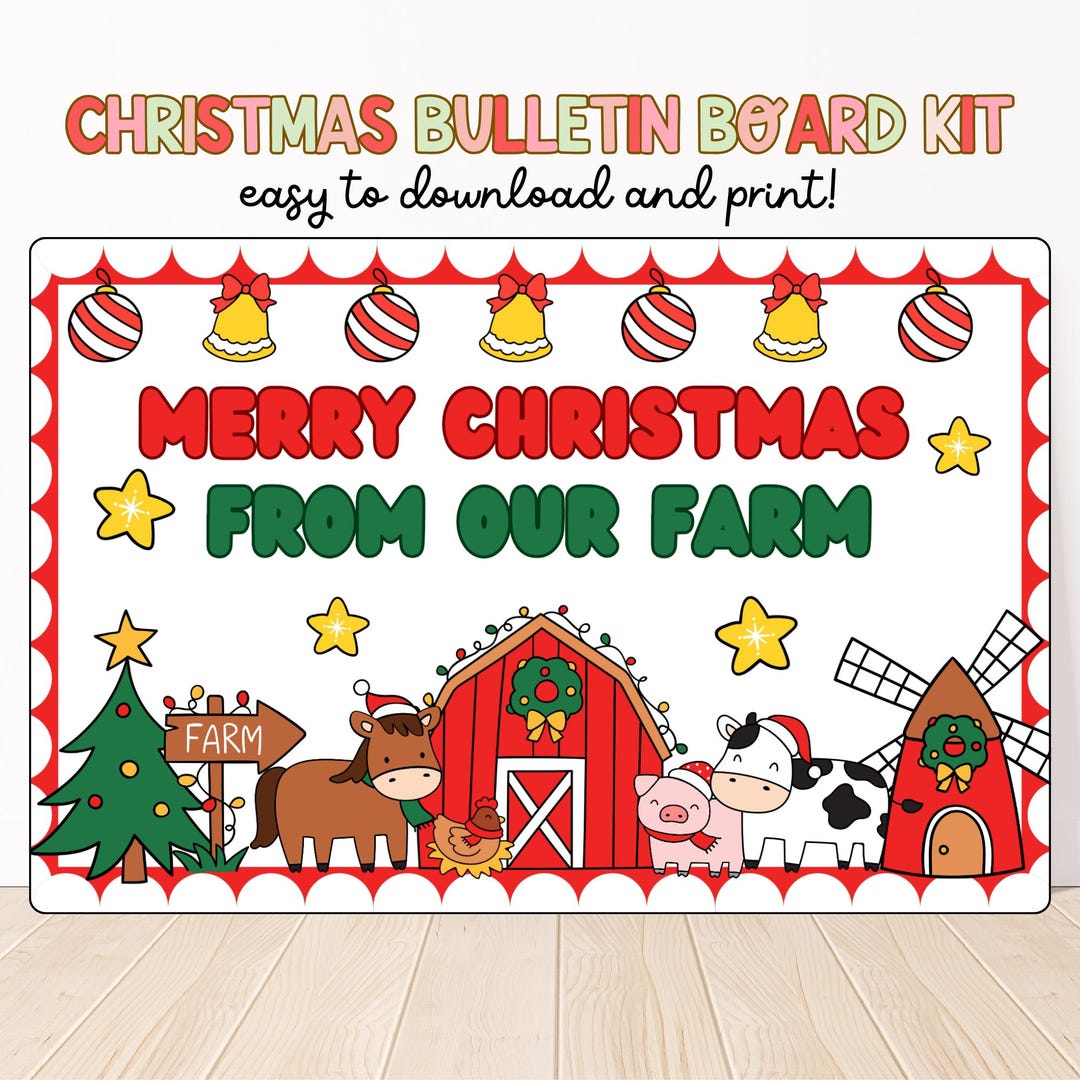 Farm Christmas Classroom Decor | Christmas Bulletin Board Kit | Cute ...