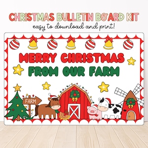 Farm Christmas Classroom Decor | Christmas Bulletin Board Kit | Cute ...