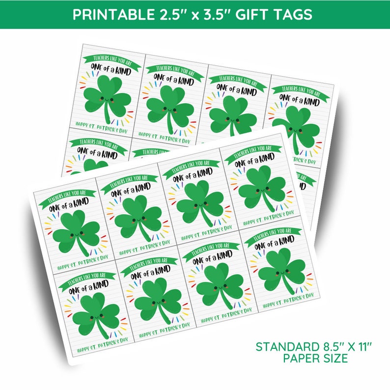 Printable Happy St Patricks Day Gift Tag, St Patricks Day TEACHER Treat ...