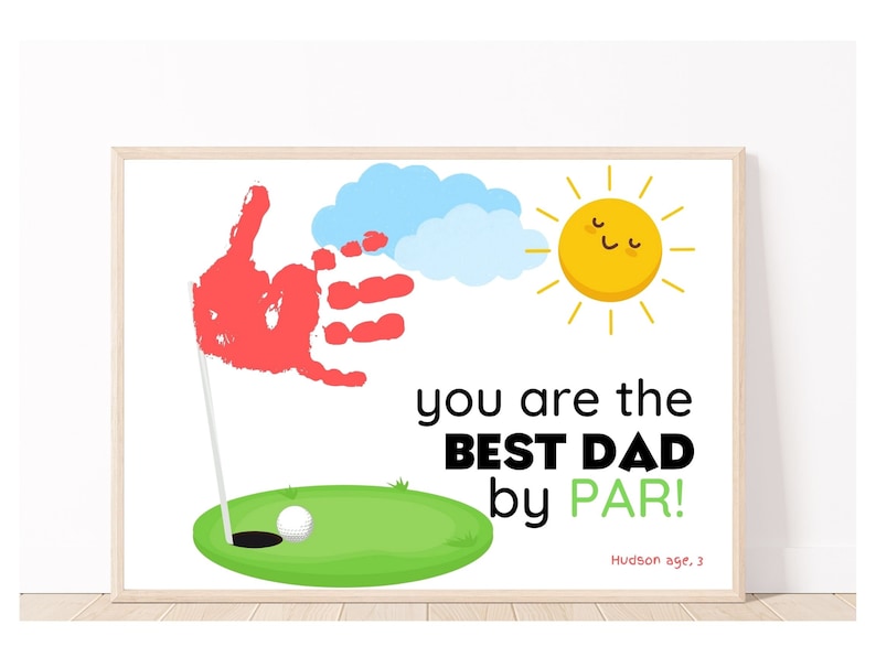 Golf Card for Dad Fathers Day Handprint Craft Dad Handprint Art Fathers ...