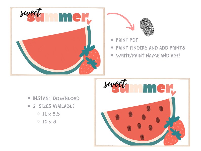 Summer Handprint Watermelon Craft | Kids Printable Art (digital ...