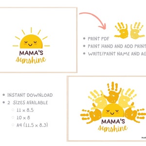 Mothers Day Crafts Preschool Printables You Are My Sunshine | Handprint ...