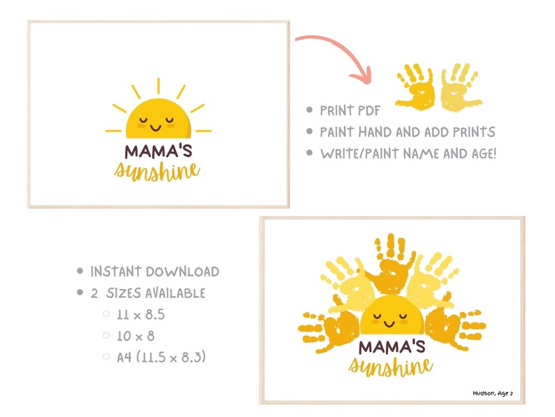 Mothers Day Crafts Preschool Printables You Are My Sunshine Handprint ...