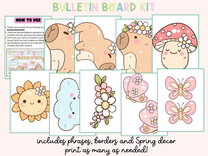 Spring Bulletin Board Kit: Printable Classroom Decor (digital Download ...