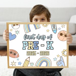First Day of Pre-k Signs, Personalized Printable Template, Cute Back to ...