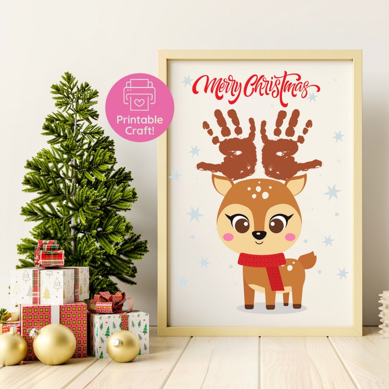 Printable Christmas Handprint Art Craft Christmas Preschool Activities ...