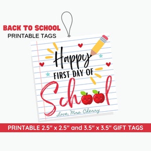 Happy First Day of School Tags, First Day of School Gift Tag, Back to ...