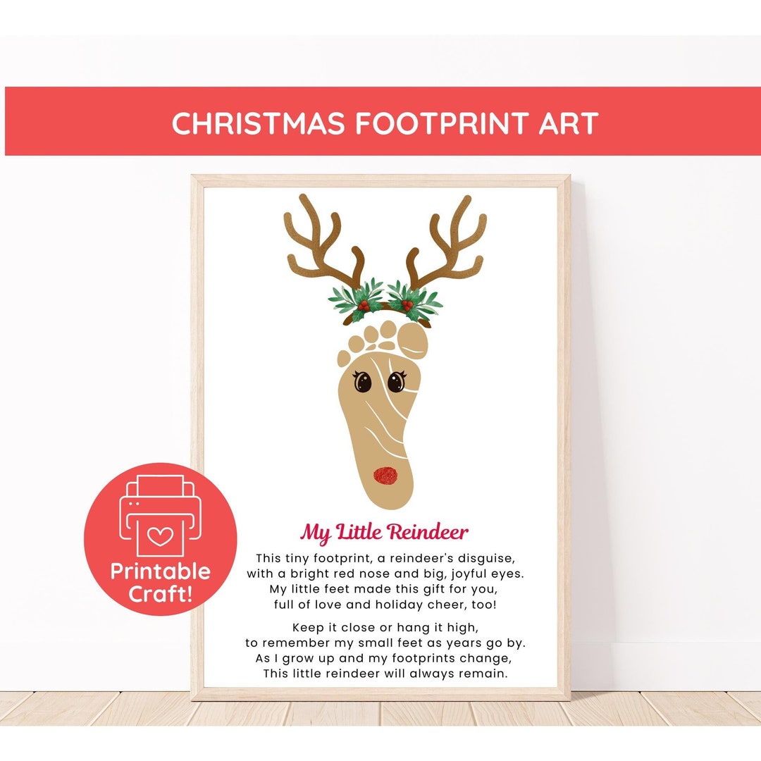 Christmas Handprint Poem, Reindeer Handprint Footprint Art, Christmas ...