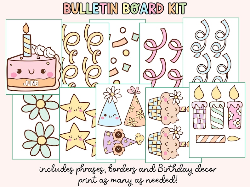 Birthday Bulletin Board Kit: Printable Classroom Decor (digital ...