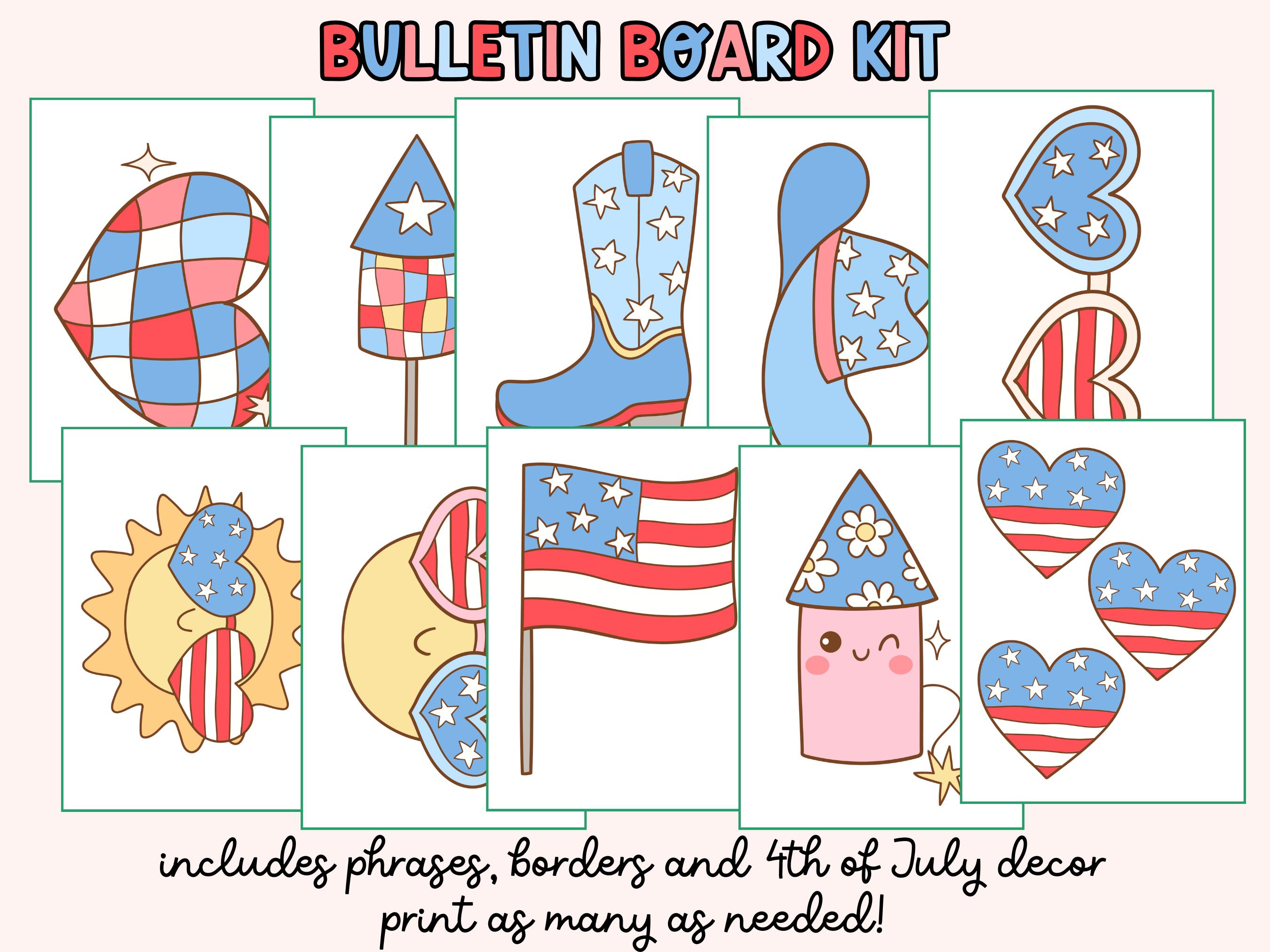 4th of July Bulletin Board Kit: Patriotic Classroom Decor (printable ...