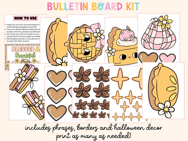 Thanksgiving Bulletin Board Kit: Sweet as Pie Classroom Decor (PDF ...