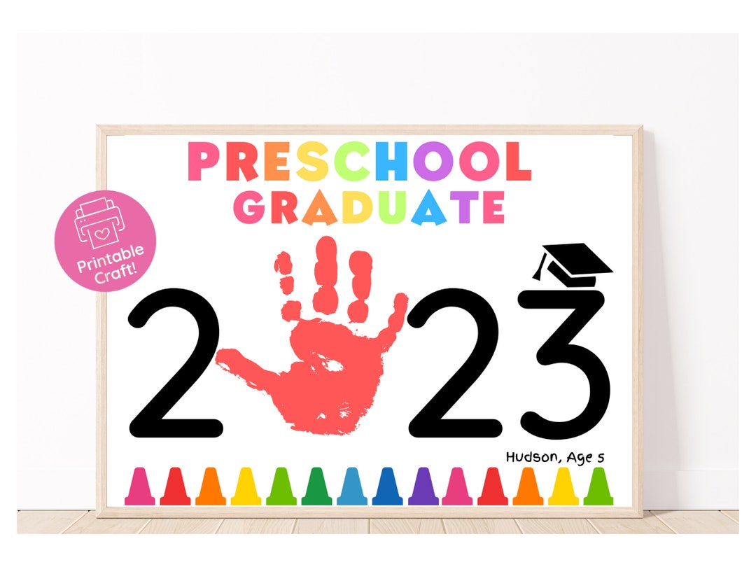 Preschool Handprint | Last Day of Pre School Sign | Preschool Graduate ...