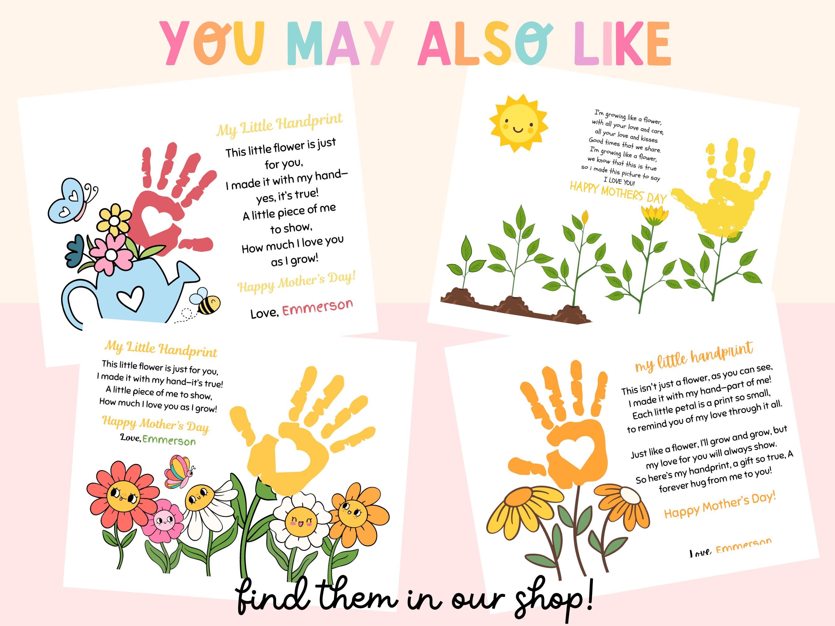 Flower Handprint Art: Mother's Day Craft Activity (digital Download) - Etsy