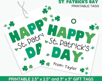 Printable Happy St Patricks Day Gift Tag, St Patricks Day TEACHER Treat ...