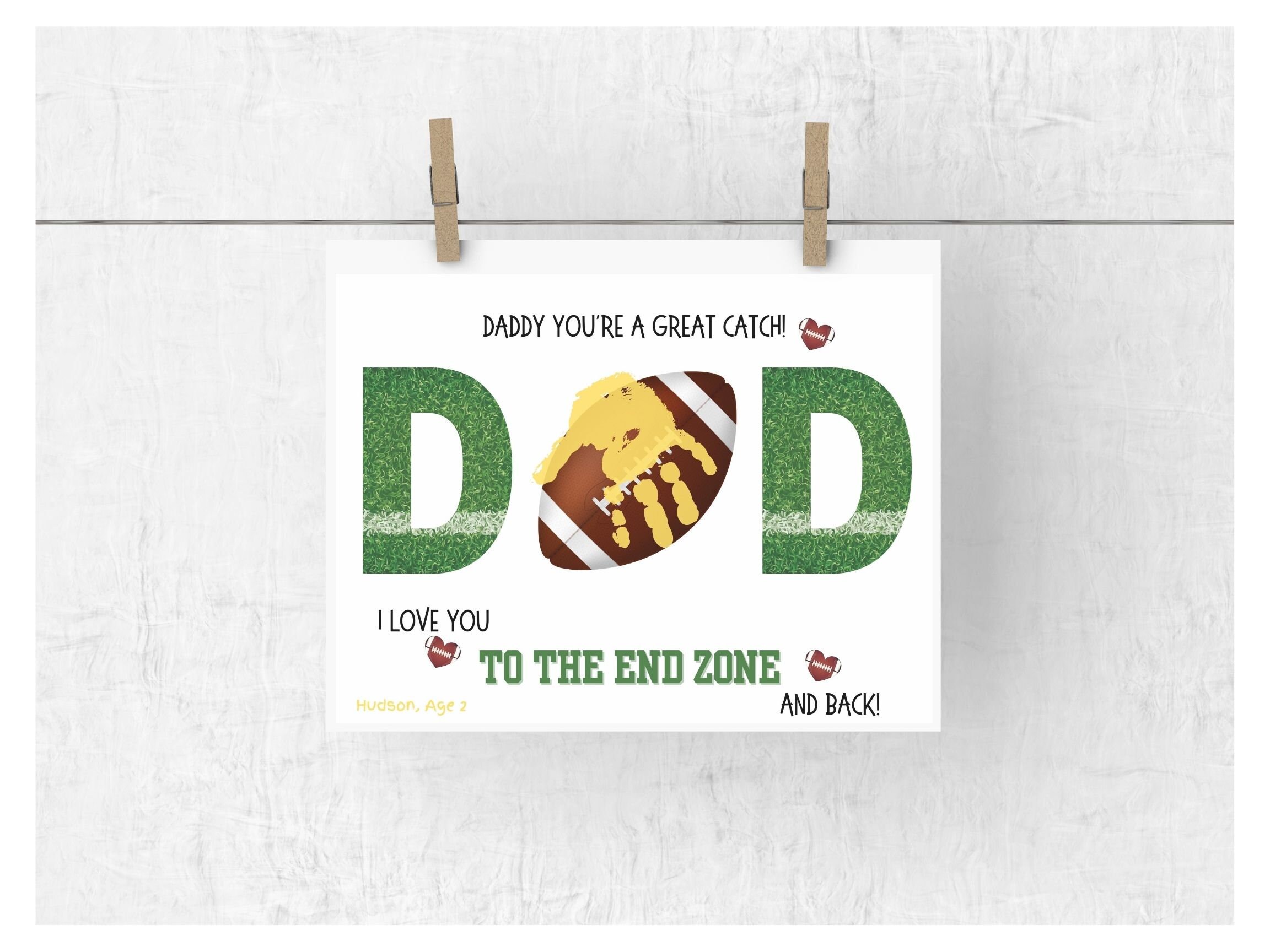 Football Fathers Day Handprint Art | DIY Kids Craft (digital Download ...