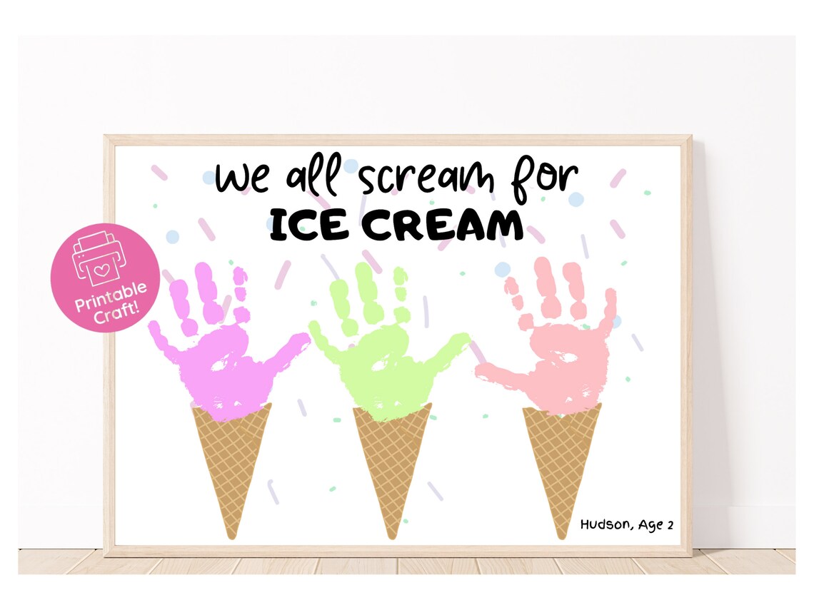 Ice Cream Handprint Art Toddler Preschool Craft Summer Craft Summer ...