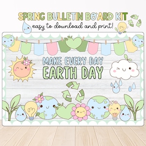 Earth Day Bulletin Board Kit, April Classroom Decor, Printable Recycle ...