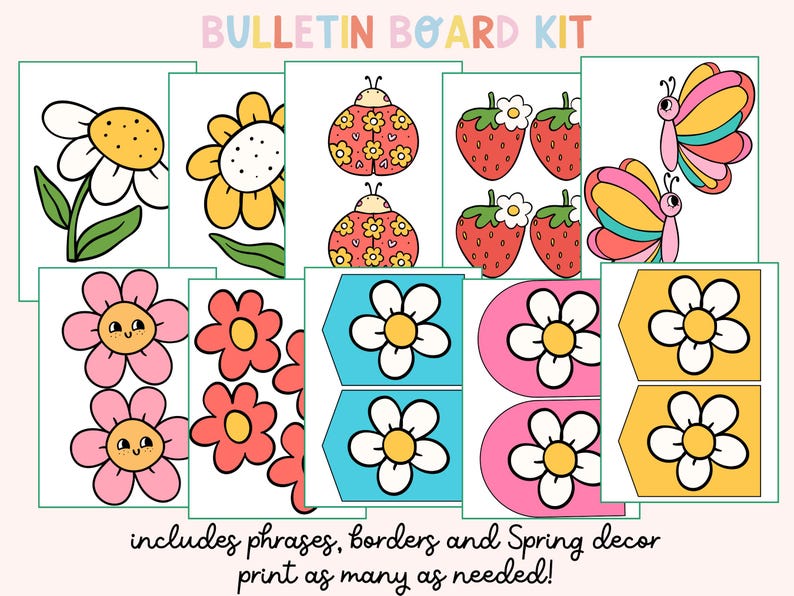 Spring Classroom Bulletin Board Kit: Floral Decor (digital Download) - Etsy