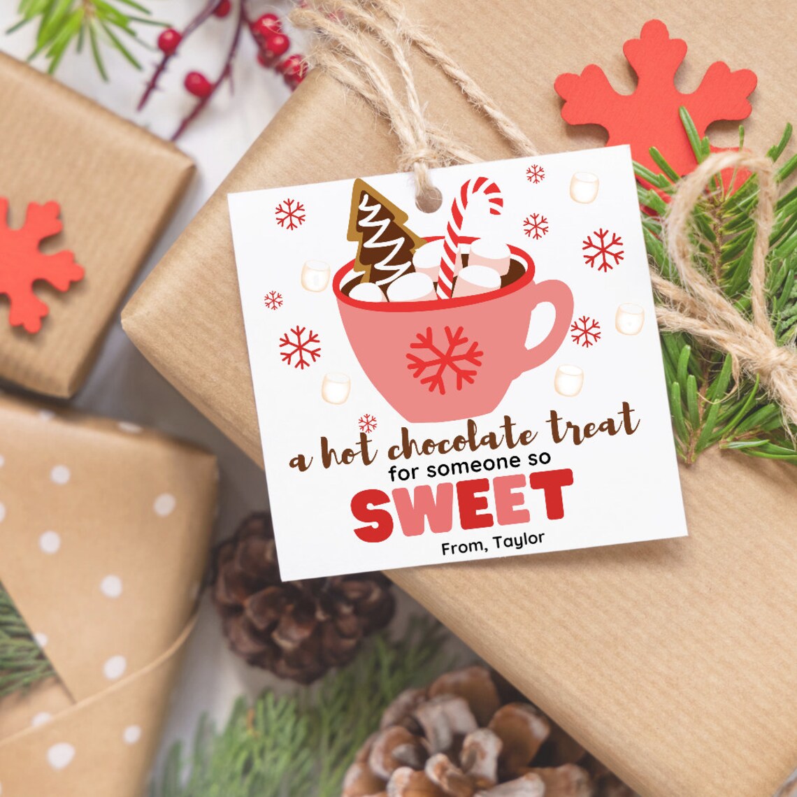 Hot Chocolate Gift Tag: Christmas Cocoa Favor (digital Download) - Etsy