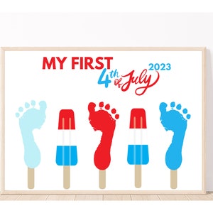 My First 4th of July Footprint Craft | Fourth of July Handprint Art ...