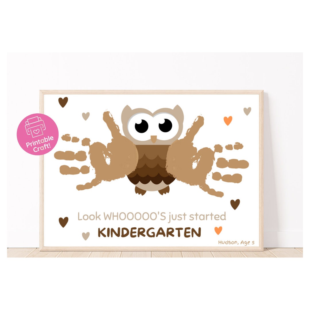 Kindergarten Handprint Craft: Owl First Day of School Art (digital ...
