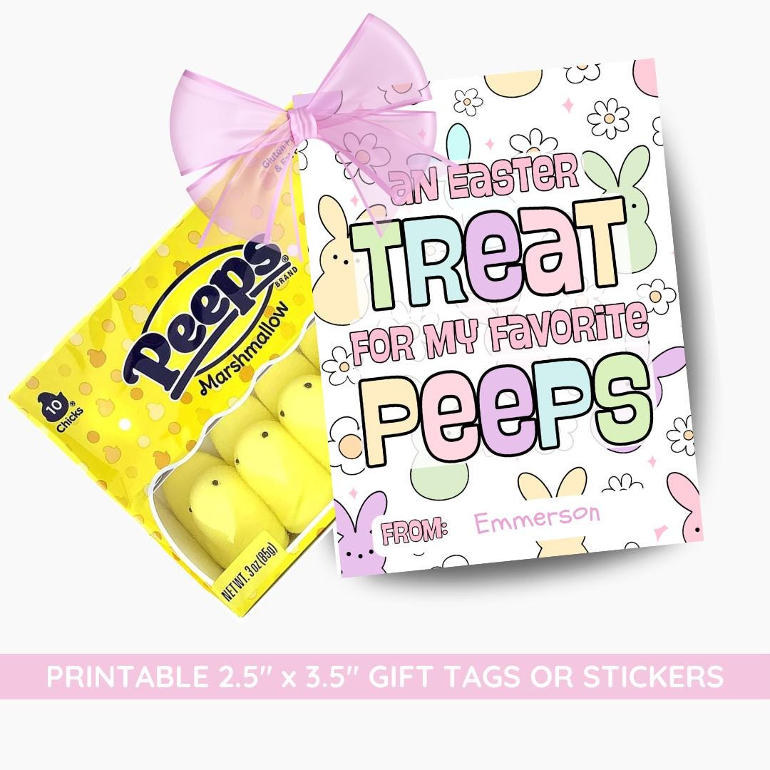 Peeps Easter Treat Gift Tags – Printable Classroom Favors (digital ...