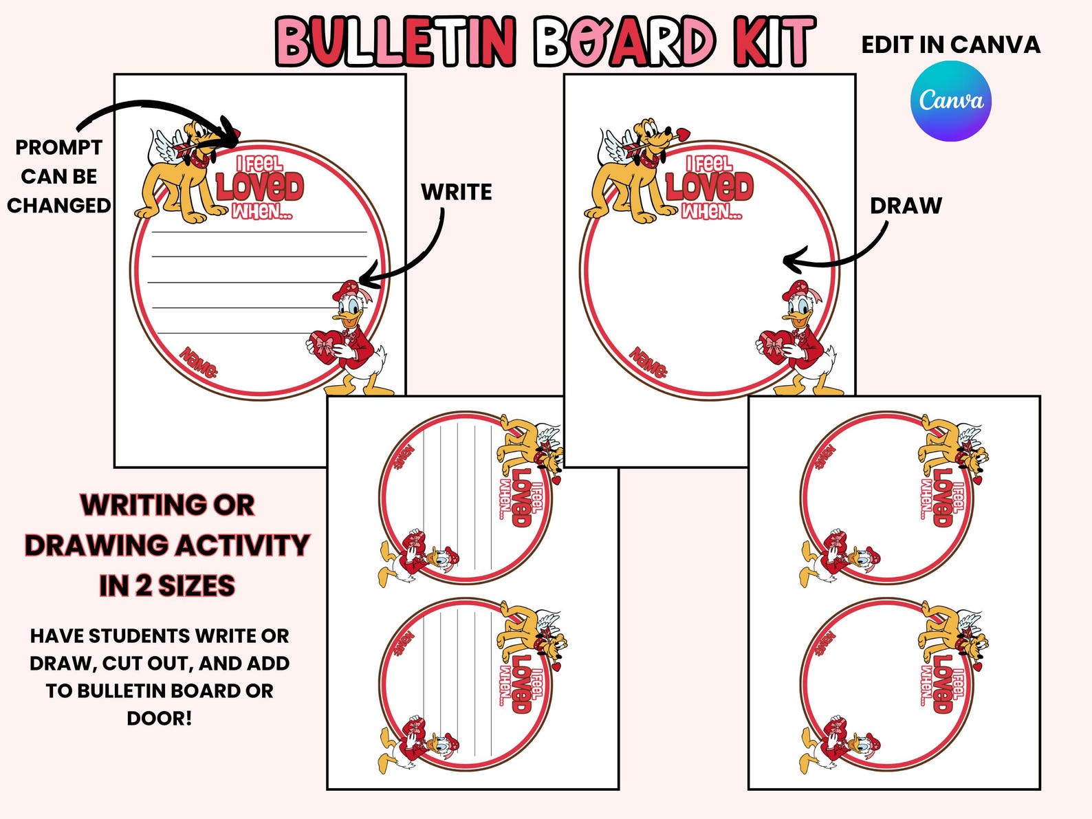 Valentine's Day Bulletin Board Kit: February Classroom Decor (printable ...