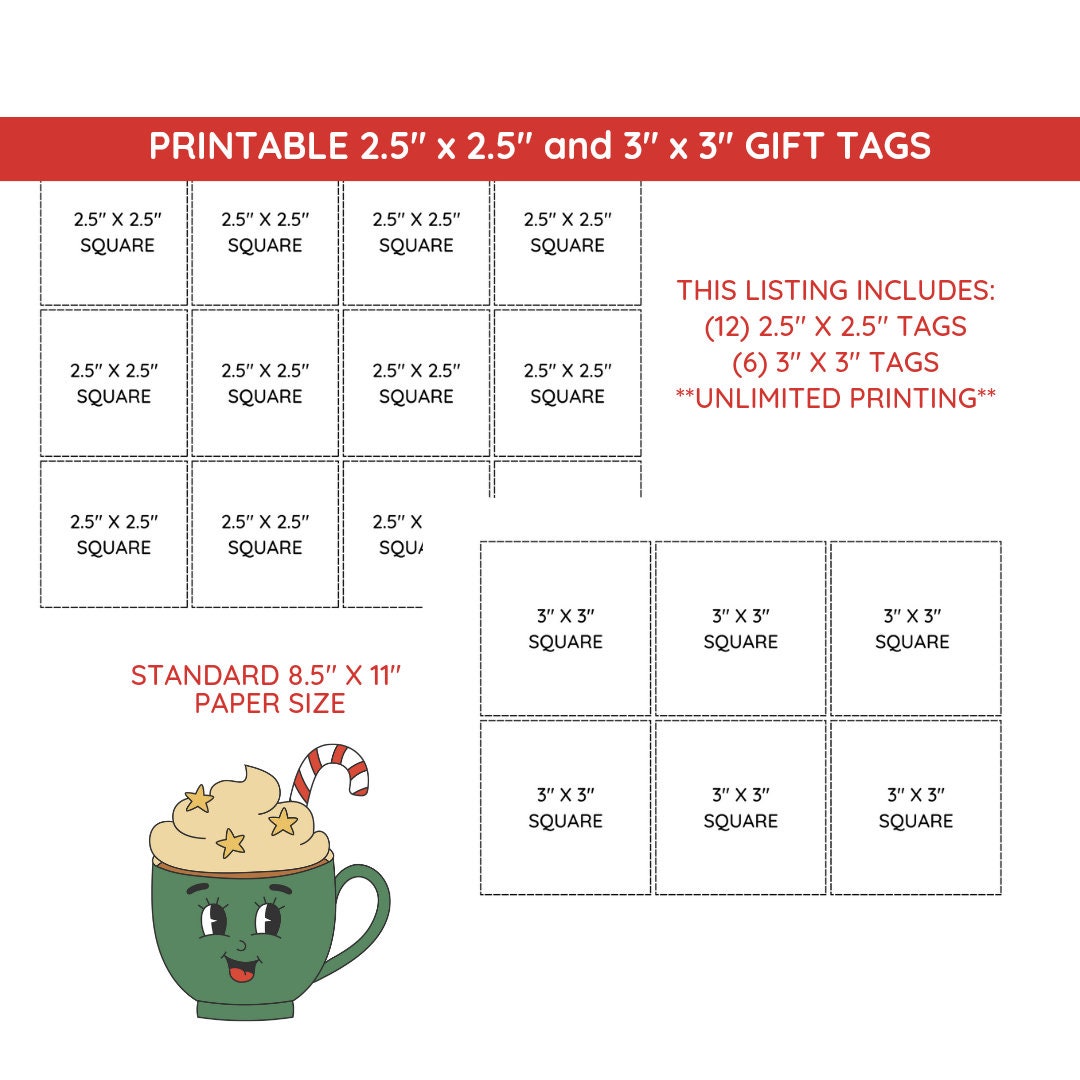 Hot Chocolate Gift Tag: Printable Christmas Cocoa Favor (digital ...