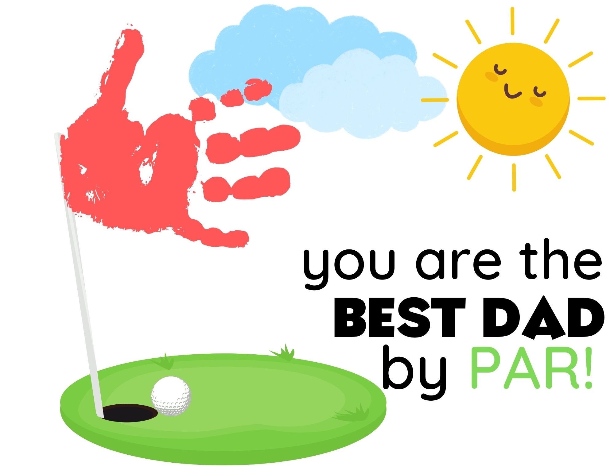 Golf Card for Dad Fathers Day Handprint Craft Dad Handprint Art Fathers ...