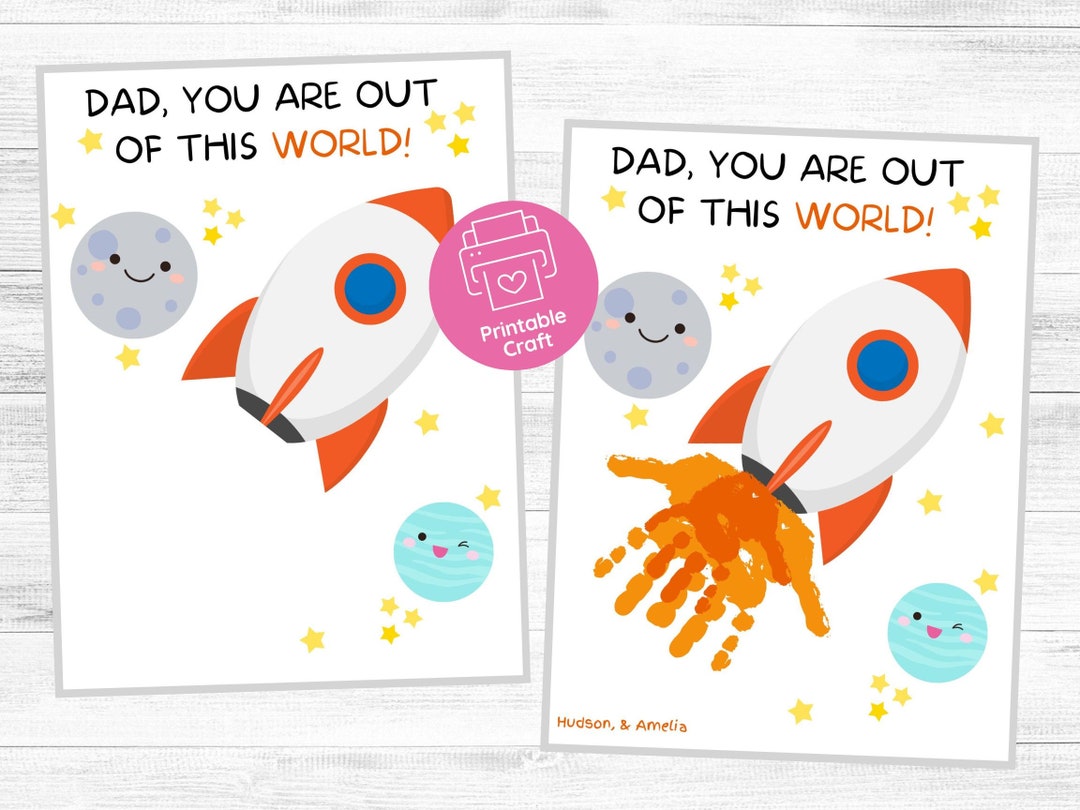 Father's Day Handprint Space Craft: Dad Birthday Gift (PDF) - Etsy