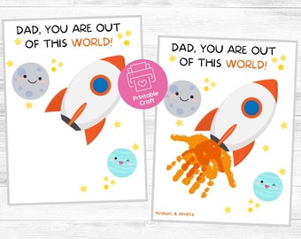 Father's Day Rocket Handprint Craft Printable | Dad Birthday Gift From ...