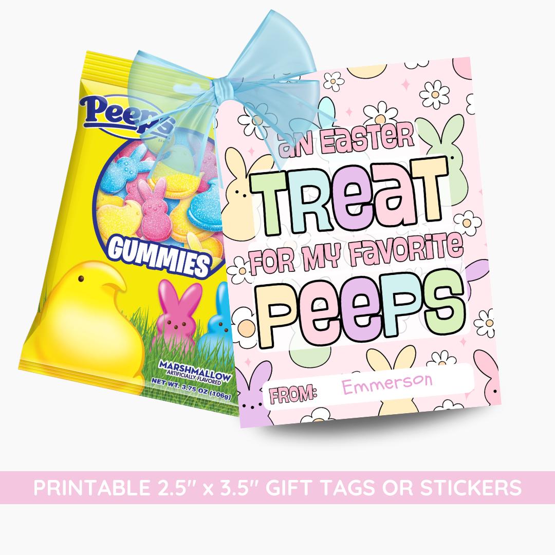 Peeps Easter Treat Gift Tags – Printable Classroom Favors (digital ...