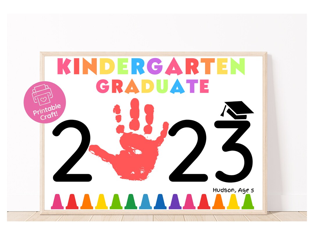 Kindergarten Handprint Last Day of School Last Day of Kindergarten Sign ...