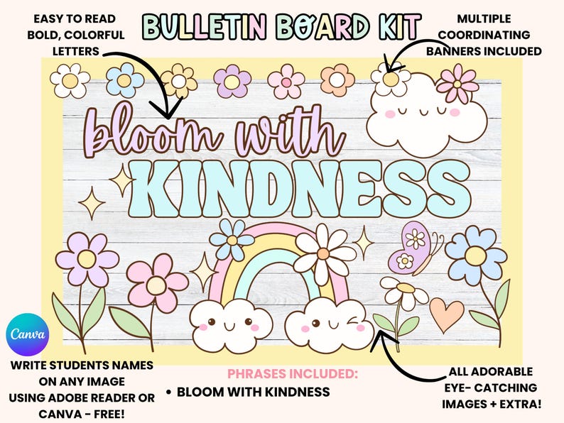 Bloom With Kindness Spring Classroom Bulletin Board Kit: April ...