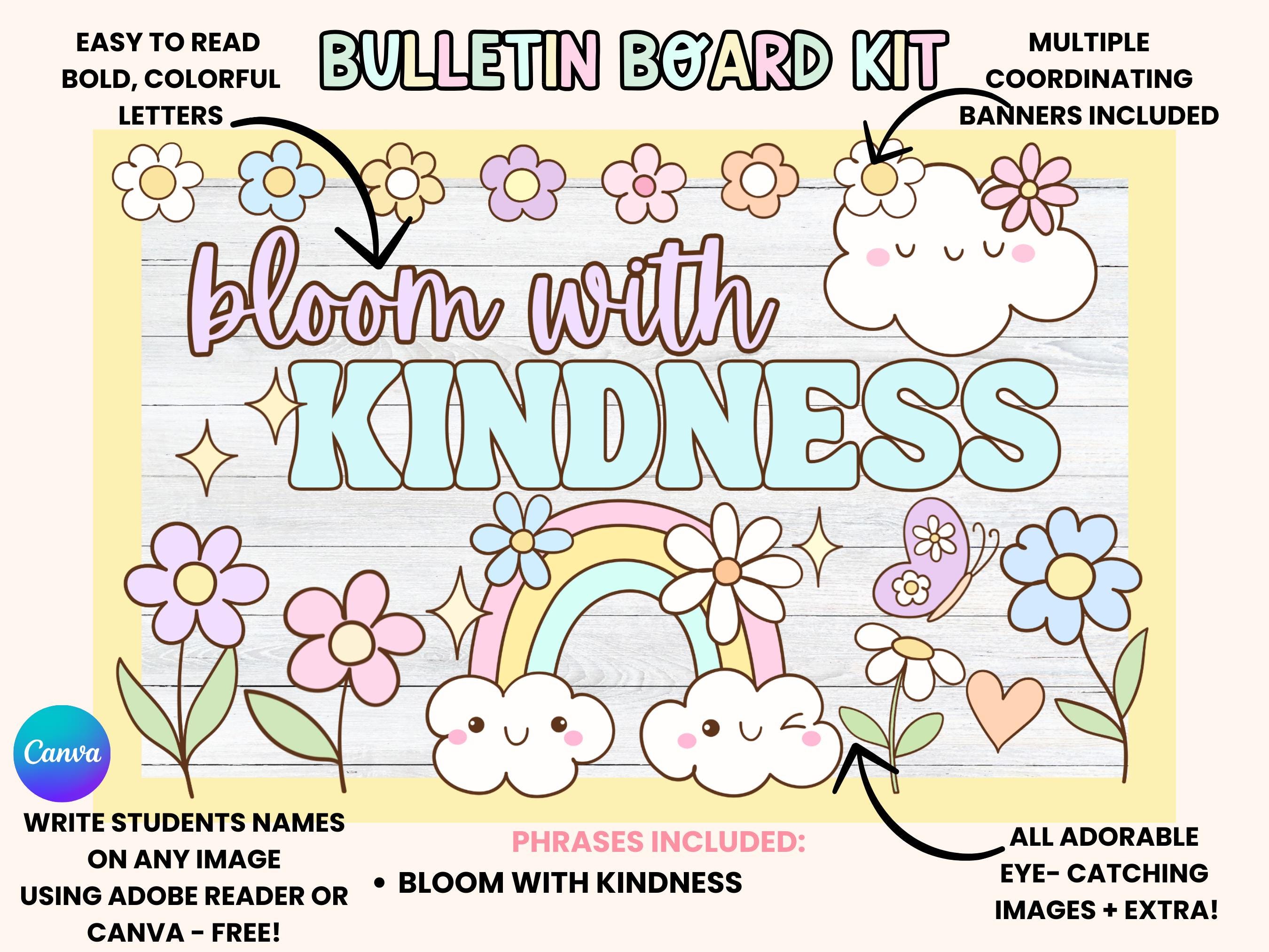 Bloom With Kindness Spring Classroom Bulletin Board Kit: April ...