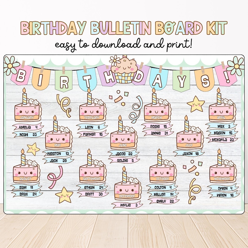Birthday Bulletin Board Kit: Printable Classroom Decor (digital ...