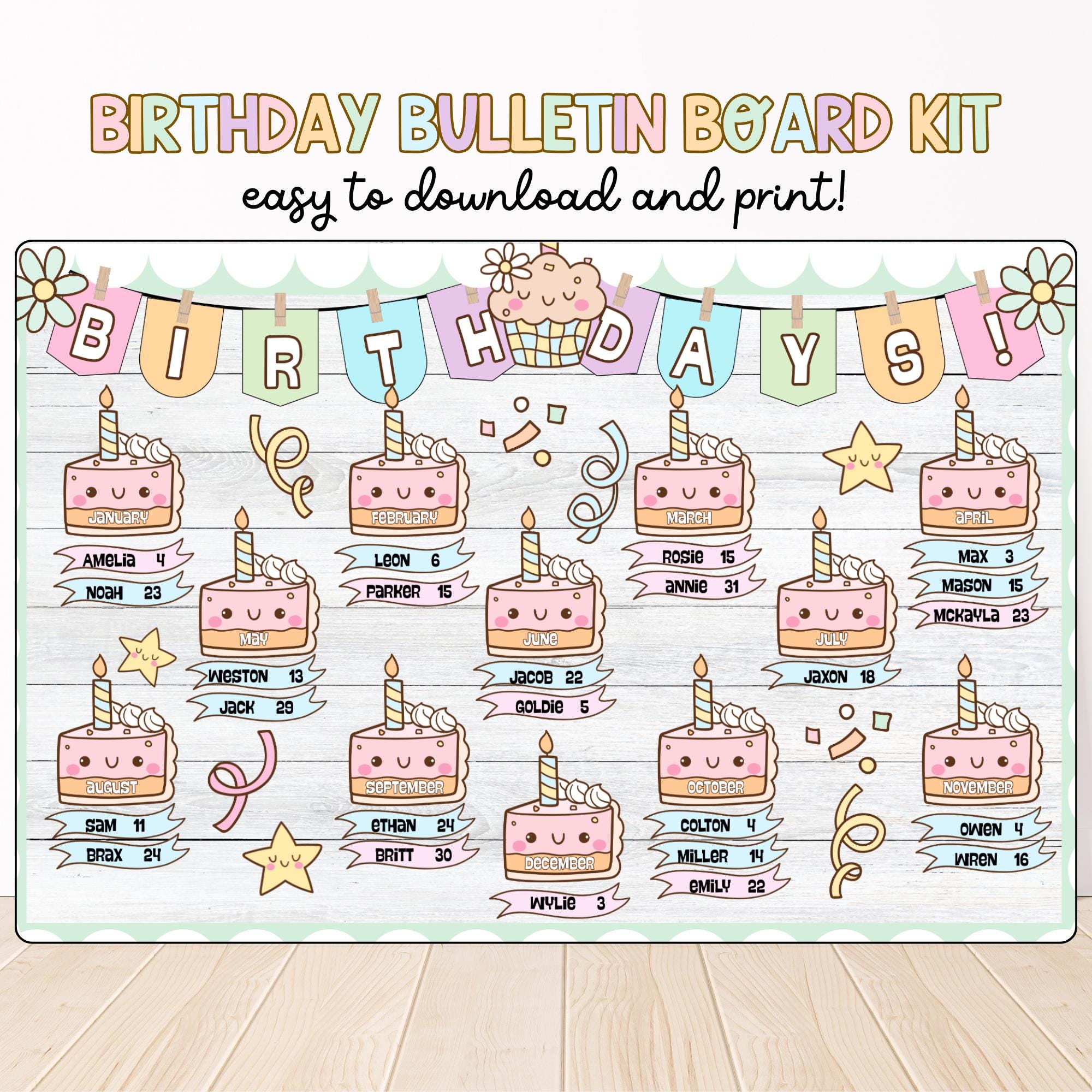 Birthday Bulletin Board Kit: Printable Classroom Decor (digital ...